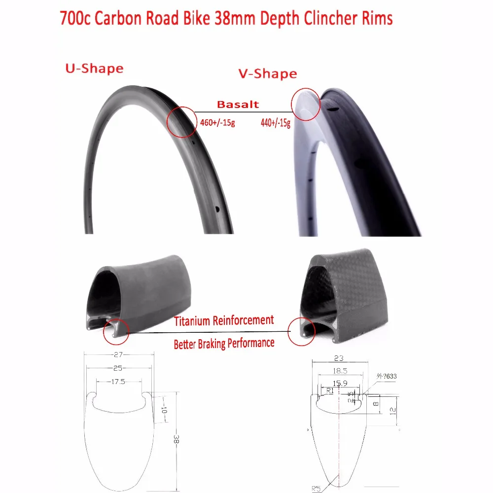 23-25mm-Width-700C-Carbon-Road-Bike-Rims-38mm-Tubular-Clincher-Carbon ...