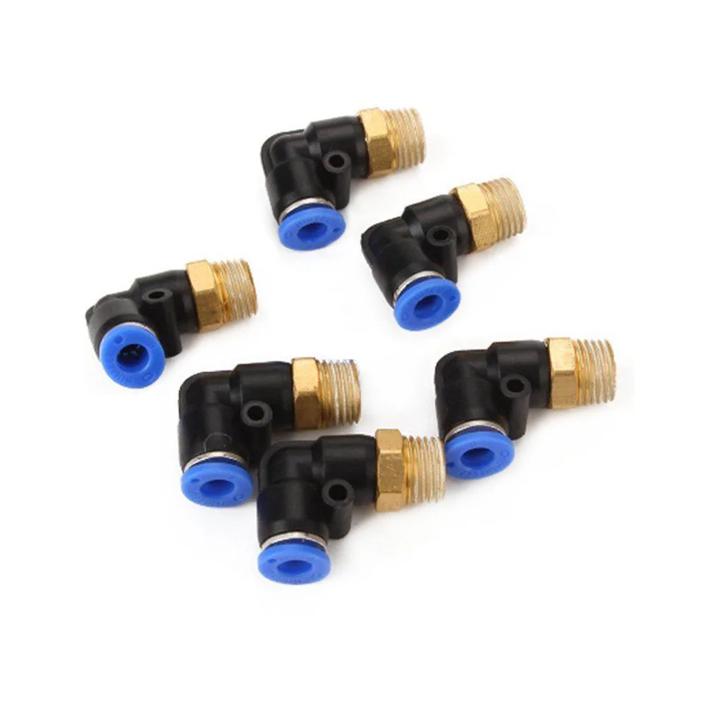 10pcs PU Tube 6mm Pneumatic Air Connectors Elbow Fitting 1/4 Inch BSPT ...