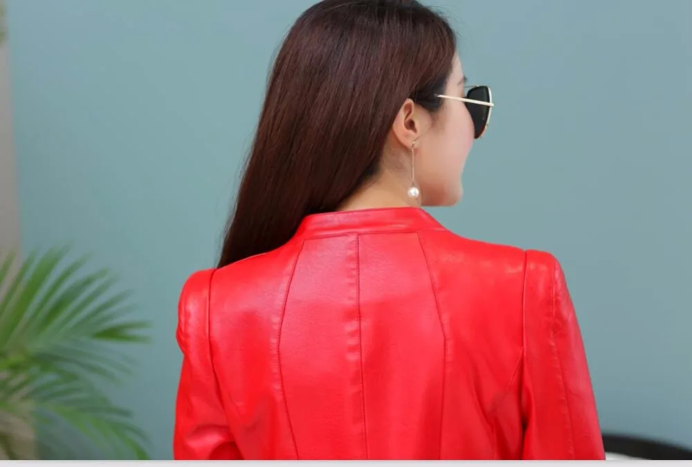 Женское весенне-осеннее Новое кожаное пальто, женская короткая ...