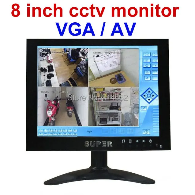 800x600 8 inch CCTV Monitor for cctv surveillance BNC / VGA / AV video ...