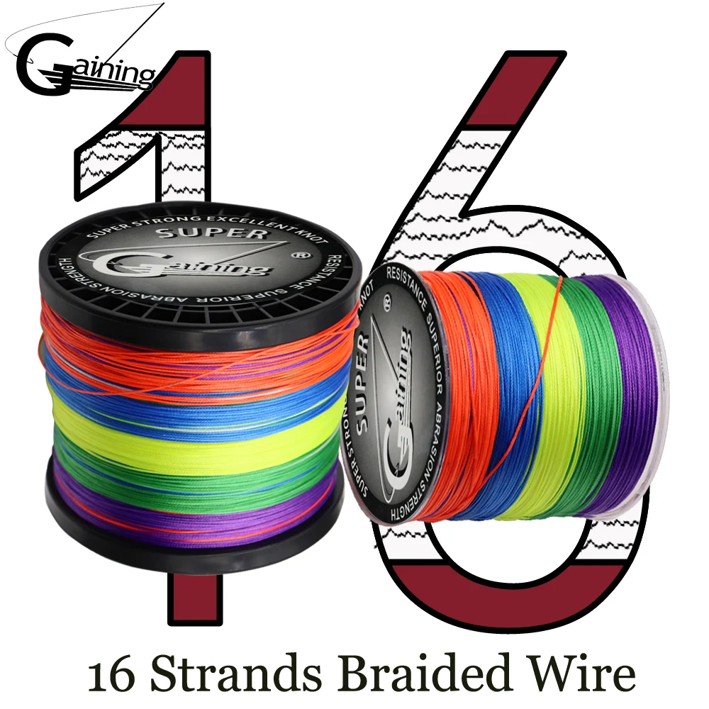 Gaining MultiColor Braided Fishing Line 16 Strands 300m 500m 1000m ...