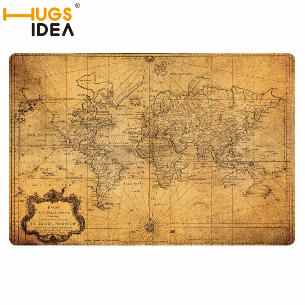 HUGSIDEA Nautical Map Printing Home Carpet Non-slip Floor Carpets for ...