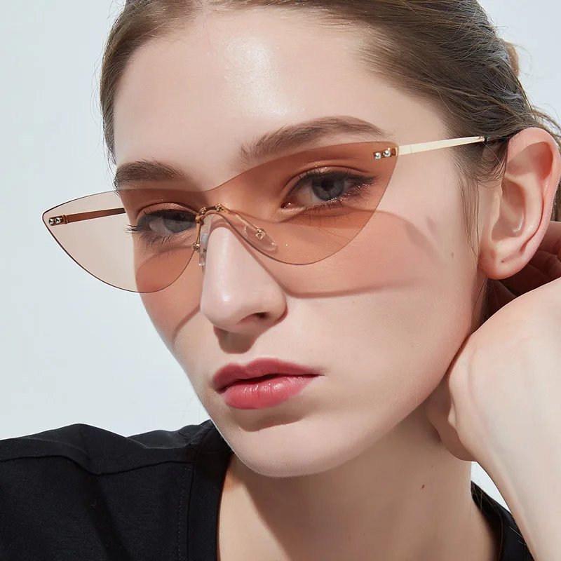 Brand Designer Small Rimless Sunglasses Woman Retro Cat Eye Sunglass Brand Designer Small Rimless Sunglasses Woman Retro Cat Eye Sunglass