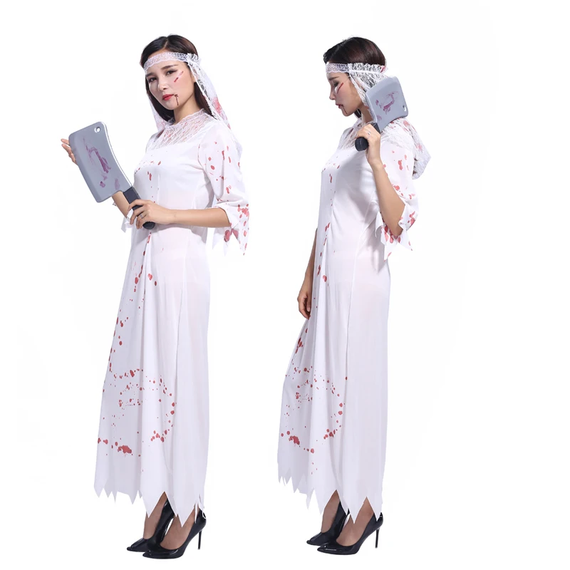Halloween costume adult female bloody horror zombie bride costume stage ...