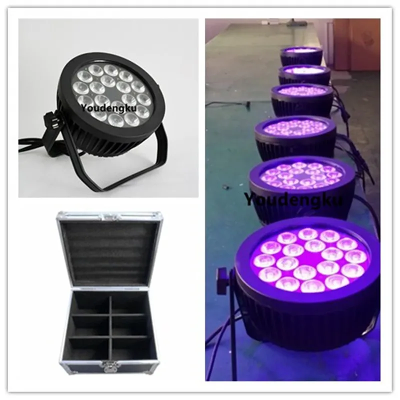 6 pieces with case par a led dmx rgbw club stage light 18*10W RGBW 4in1 ...