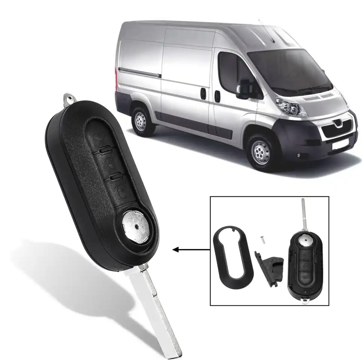 3 Button Remote Key Fob 433MHz ID46 for Fiat 500L MPV Ducato for ...