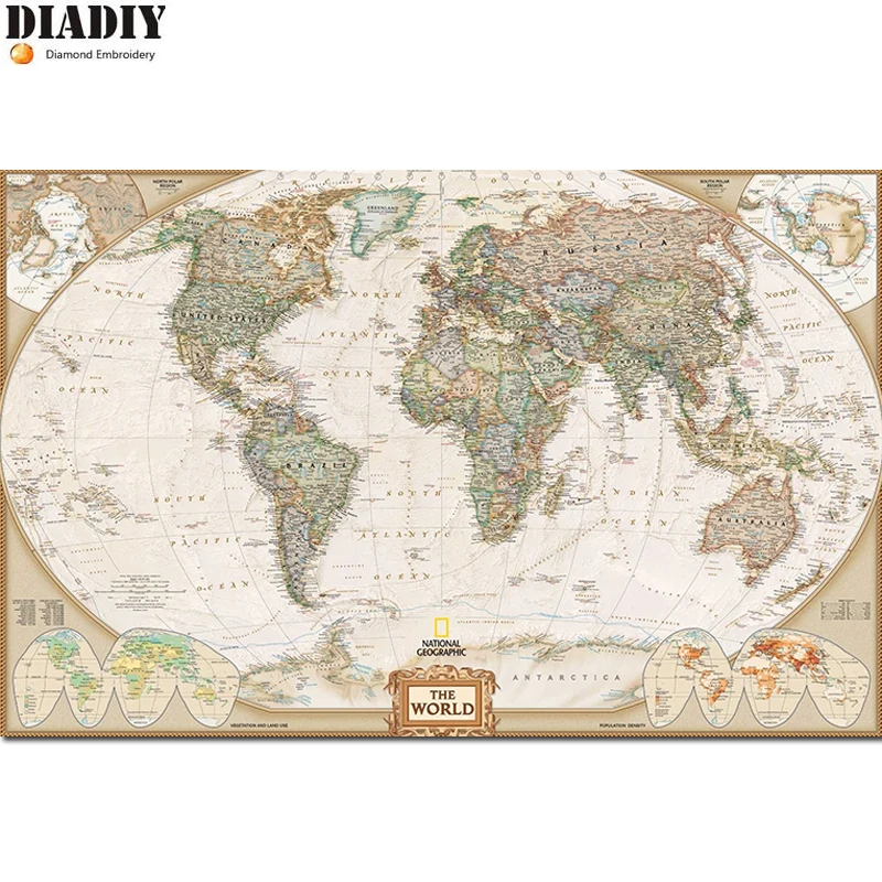 Full Square& round Diamond 5D DIY Diamond Painting "World map ...
