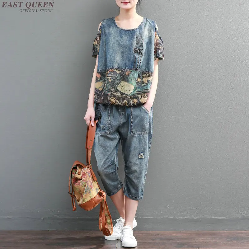 Sets Woman Two Pieces Denim Summer Female Elegant Vintage Retro Two ...
