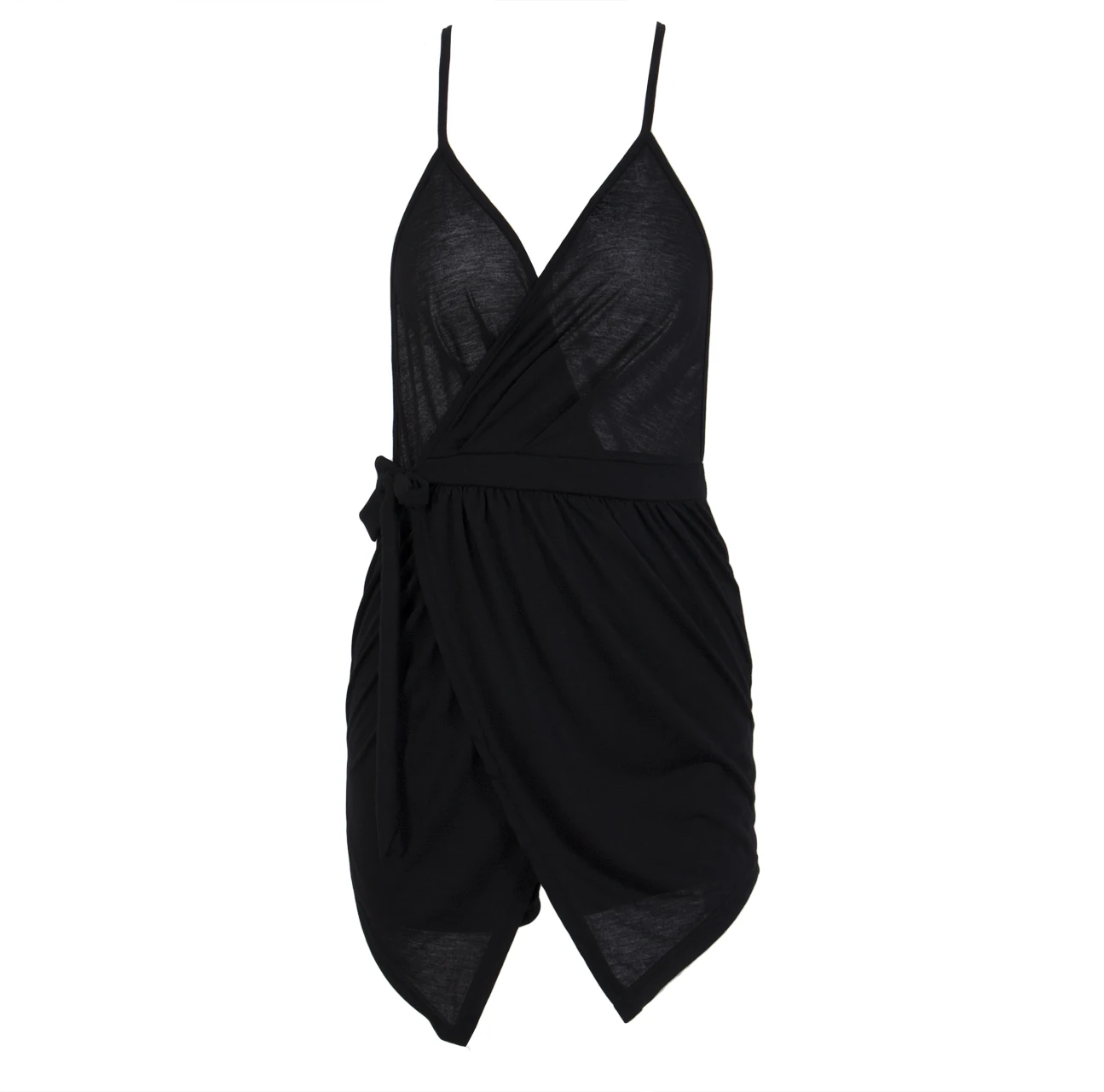 Thefound Sexy Women Jumpsuit V Neck Solid Blackless Playsuits Women