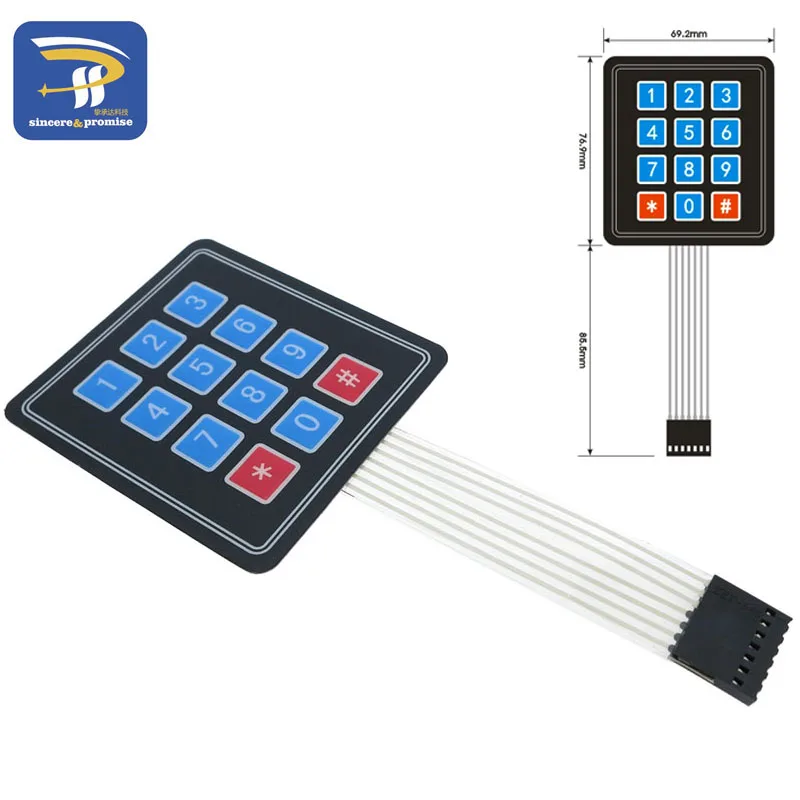 Teclado de matriz/matriz para Arduino, conmutador de membrana de 12 ...