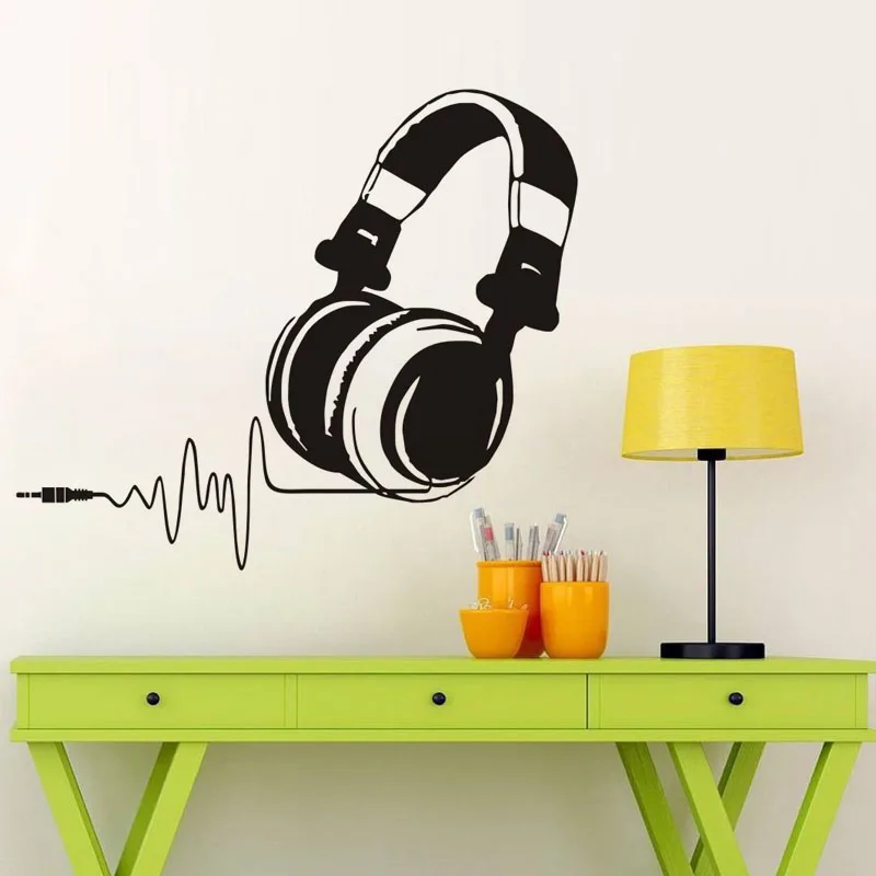 Beautiful Pattern Design Headphone Home Wall Sticker Art Mural Home ...