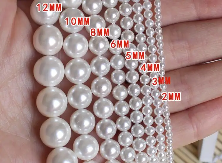 One Strands 3mm 4mm 5mm 6mm 8mm 12mm Bright White Round Bead Natural