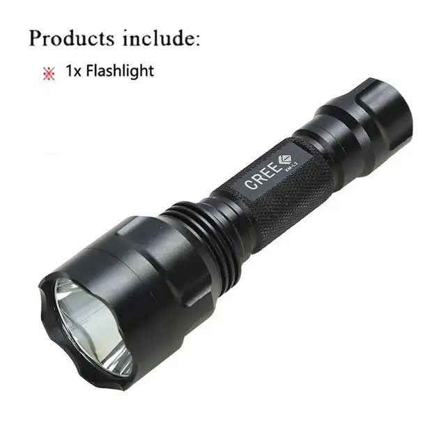 Anjoet C8 CREE XM-L T6 White/Green/Red led Tactical Flashlight 18650 ...