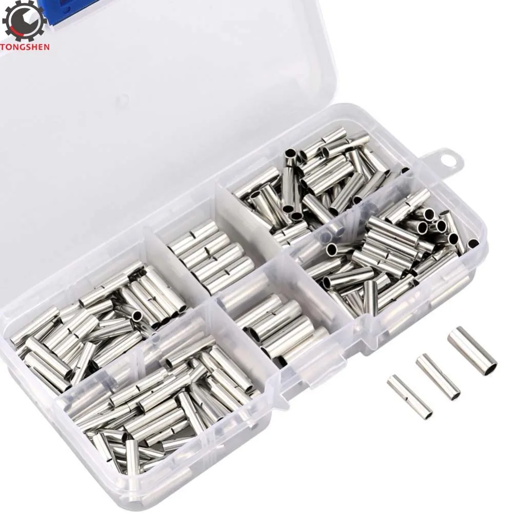 220pcs Non-Insulated Butt Splice Crimp Connectors Terminal Uninsulated ...