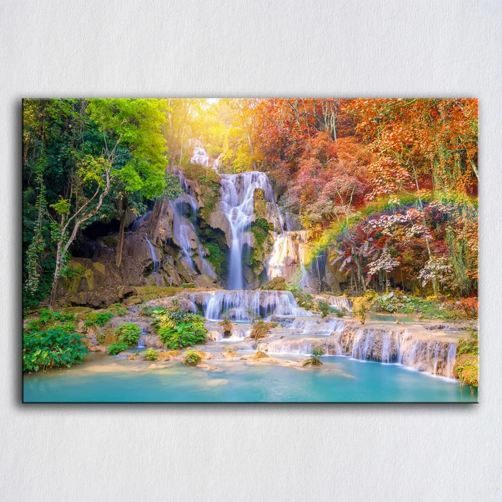 Landscape Wall Picture waterfalls Canvas Painting unframed living room ...