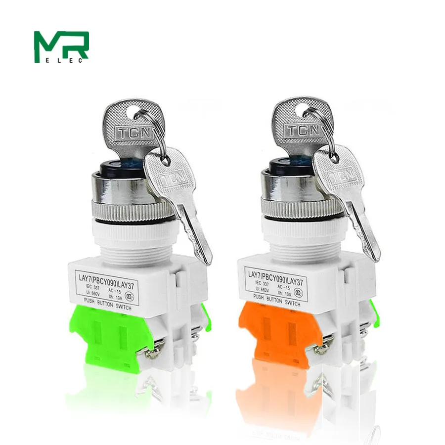 LAY37-22mm-Rotary-switch-2-3-Position-Knob-Rotary-Key-lock-1NO-1NC-and ...