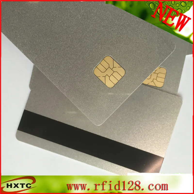 100PCS/Lot pvc blank Sle4428 Chip Silver Card with 3 track Magnetic ...