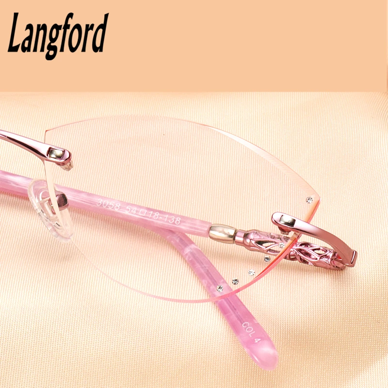 Cat Eye Glasses Frame Women Frameless Glasses Optics Diamond Cutting Cat Eye Glasses Frame Women Frameless Glasses Optics Diamond Cutting