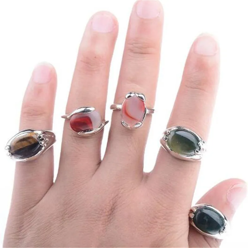 PINKSEE 50pcs Mixed Lots Silver Natural Stone Natural Stone Rings ...