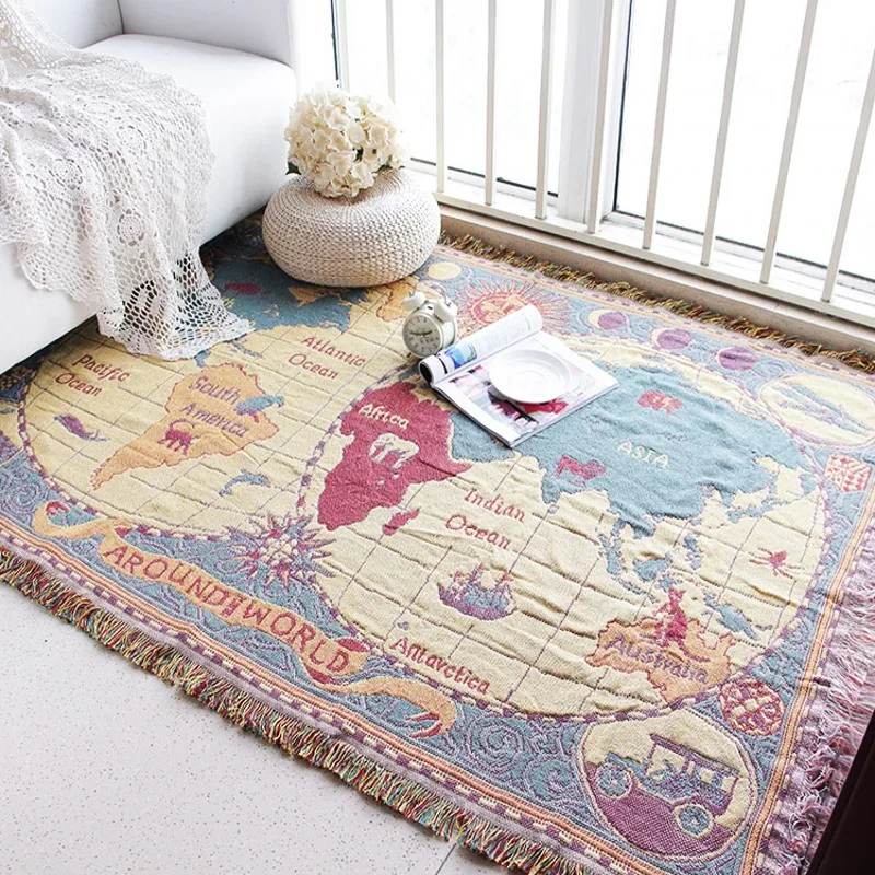 Beautiful World Map Carpet Living Room Sofa Bedroom Rectangular ...