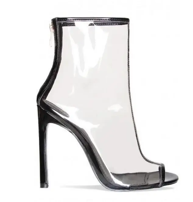 LANSHITINA summer Boots PVC party shoes ankle booties peep toe ...