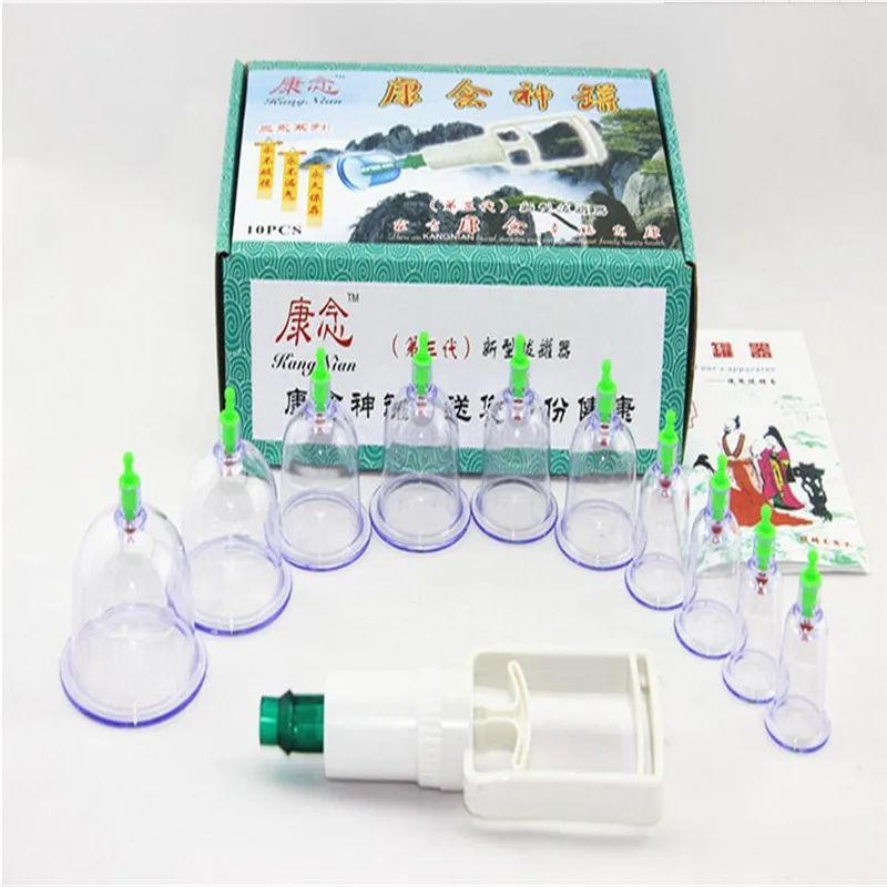 Vacuum cupping, ten cans of household magnets hands cupping suction ...
