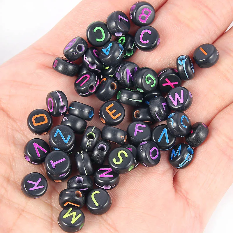 200pcs 7MM Black Acrylic Alphabet Russian Letter Beads Colorful 200pcs 7MM Black Acrylic Alphabet Russian Letter Beads Colorful
