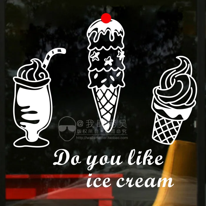 Ice Cream Shop Wall Decor Wall Sticker Ice Cream Freezer Coffee Shop ...