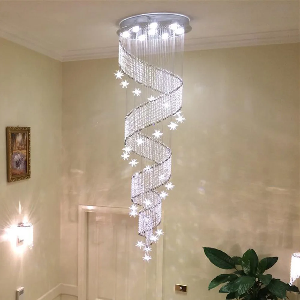 Crystal-chandelier-round-spiral-villa-duplex-staircase-chandeliers ...
