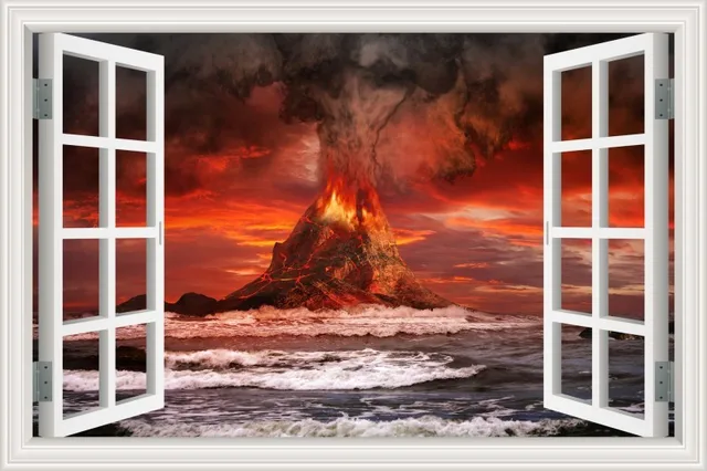 Aliexpress.com : Buy 3d Wall Sticker Volcano Eruption Scenery Creative ...