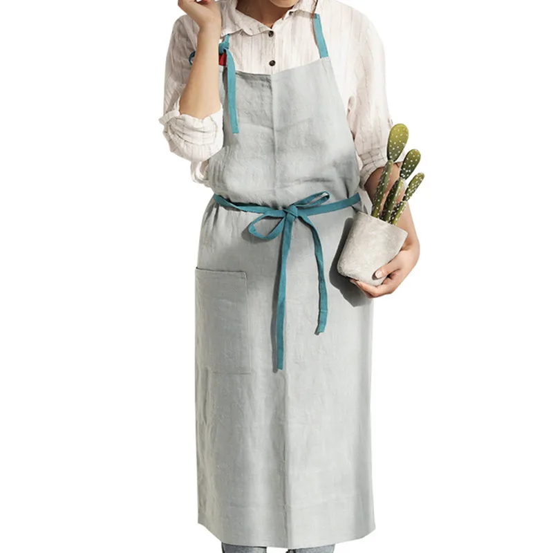 Long Green Blue Cotton Apron Home Kitchen Cooking Baking Painting Work ...