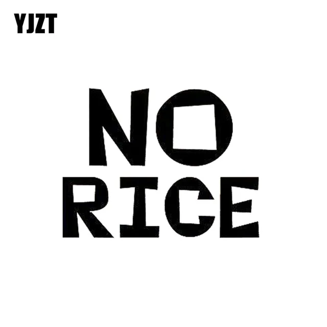 YJZT 15CM*11.4CM Fun NO RICE Vinyl Car styling Car Sticker Decal Black ...