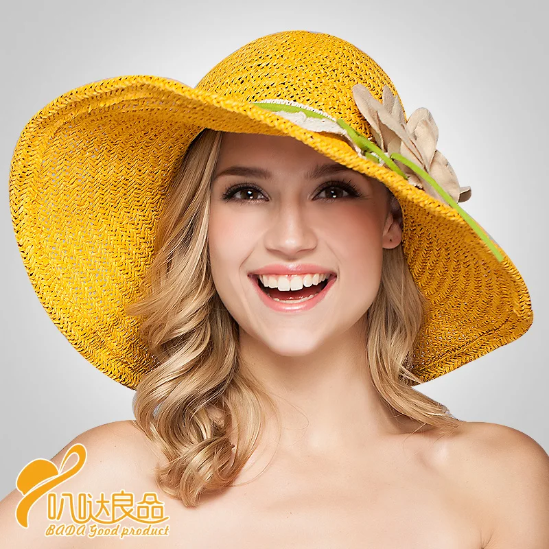 Fashion Colorful Wormwood Big Flower Lace Straw Hat Fashion Ladies ...