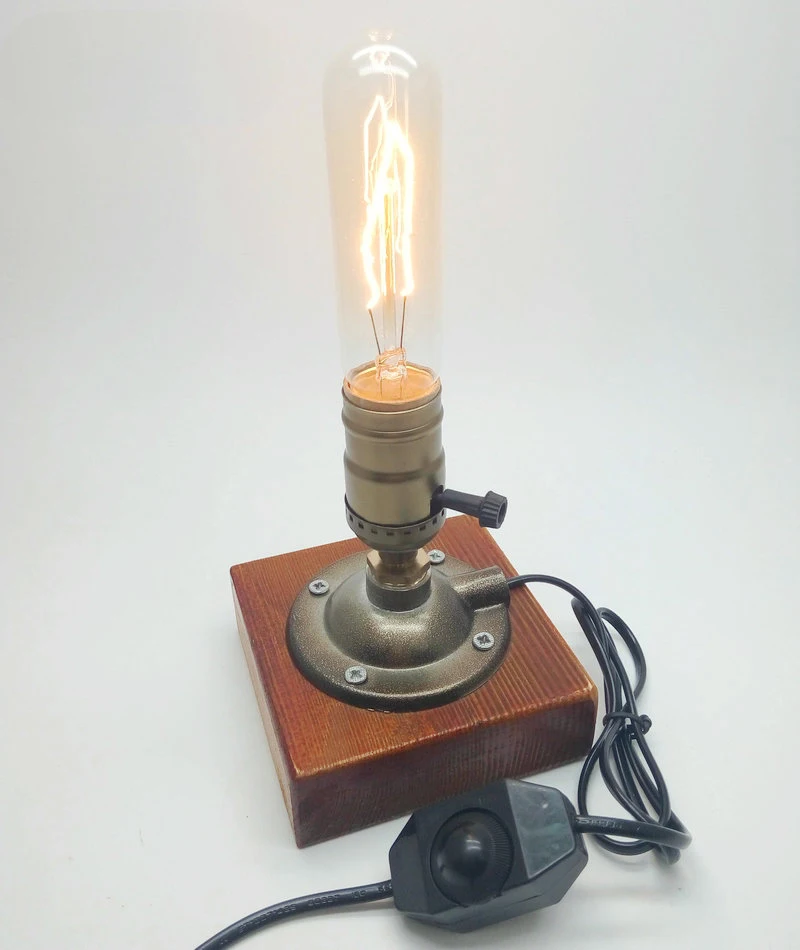 Industrial Retro Vintage Edison Table Lamp Knob/Dimmer Double Switch ...