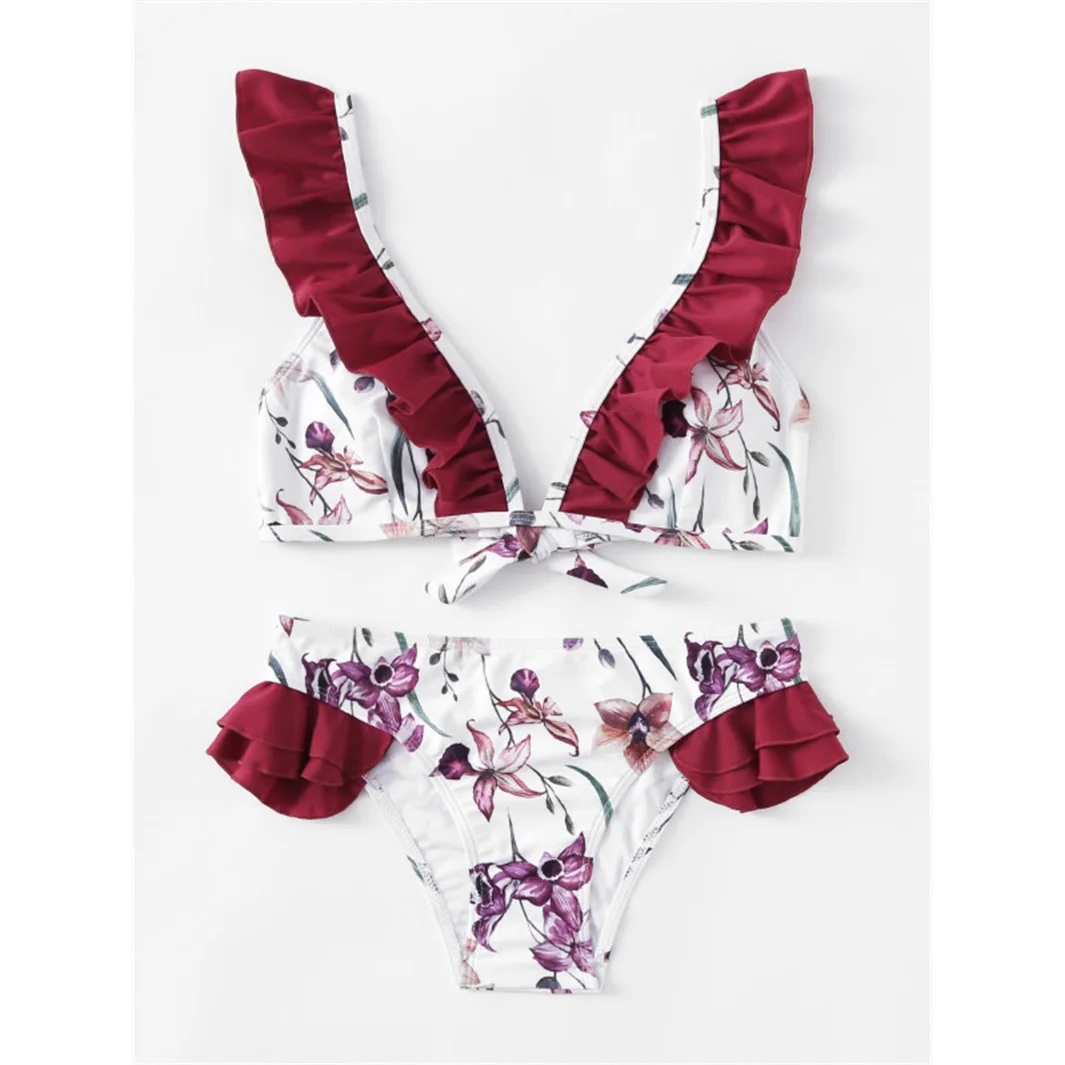 2018 Women Halter Frill Bikini Set Ruffle Sexy Pdded Swimwear Women ...