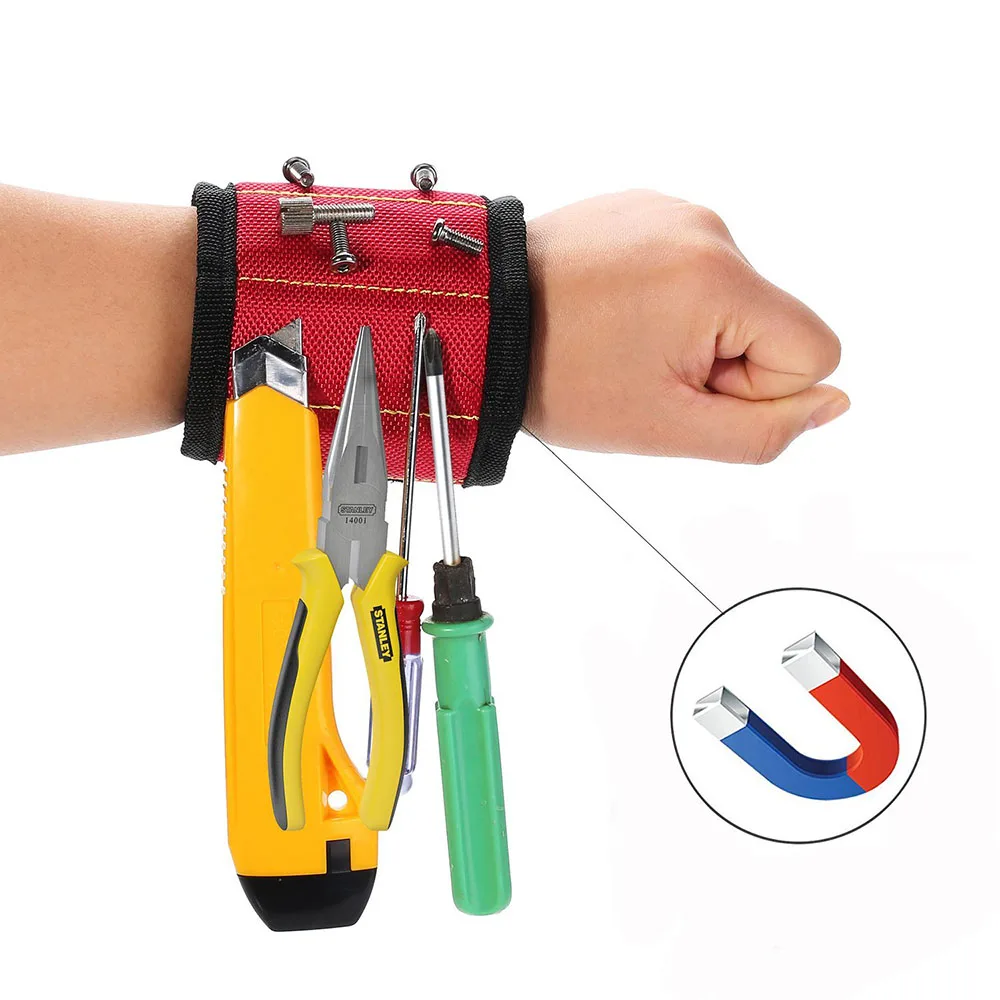 Magnetic-Wristband-Magnet-Arm-Band-10-Strong-Neodymium-Magnets-Embedded ...