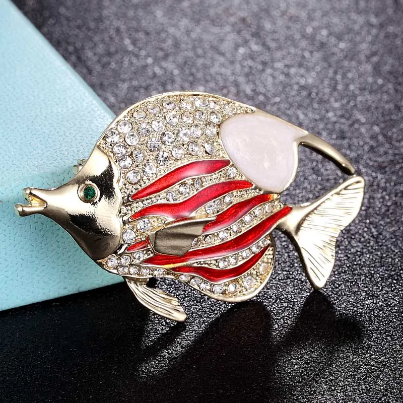zlxgirl brand Enamel blue red fish pins brooches bouquet jewelry ...