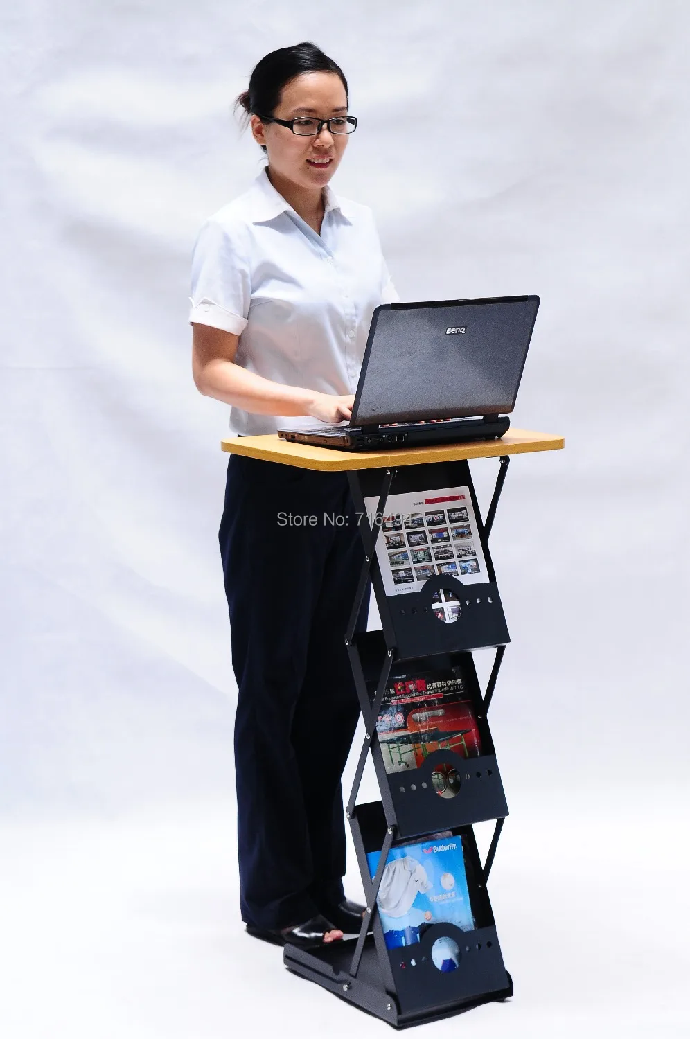 Trade show Counter / 40" Tall Portable Counter with 3 Literature ...