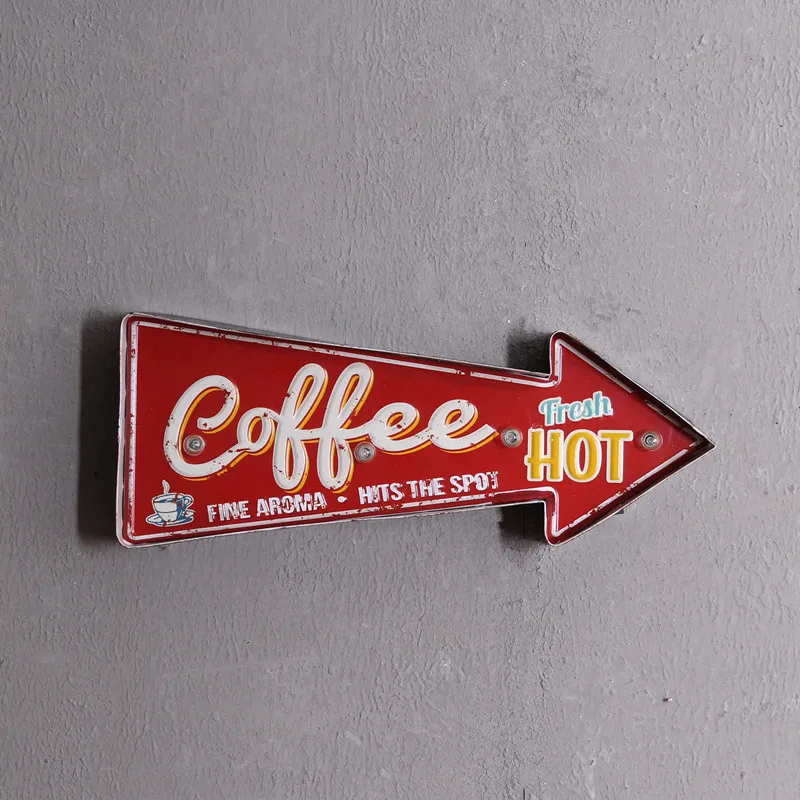 Retro Fresh Hot Coffee Neon Signs For Cafe Bar Led Signs Vintage Decor ...