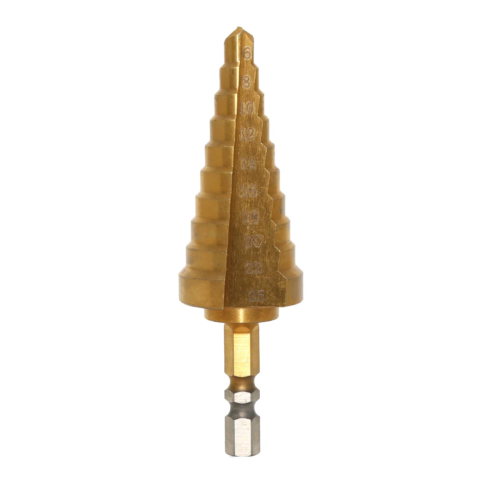 Hex Titanium Coated Step Cone Drill Bit Hole Cutter Tool 6 25mm High ...