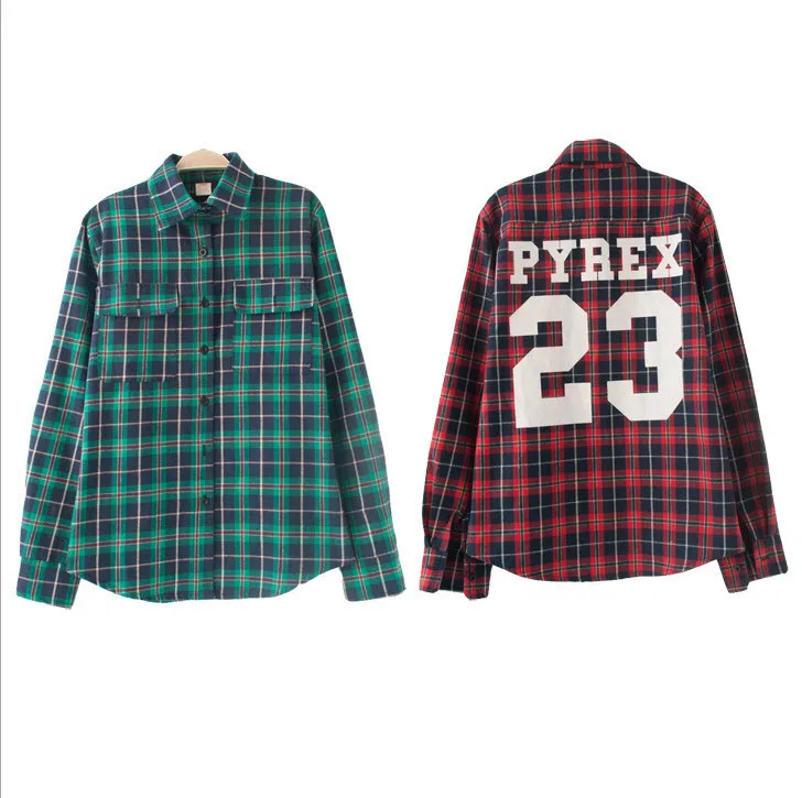 New Pyrex 23 Flannel Plaid Check Shirt M L Red Green Blue Kanye ...