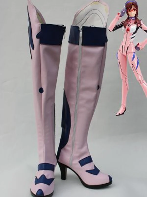 Neón Genesis Evangelion Makinami Mari Illustrious Pink Cosplay botas ...