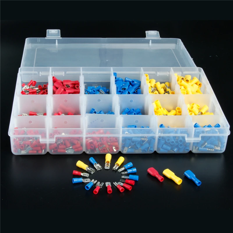900Pcs Assorted Insulated Electrical Wire Terminals Crimp Connector ...