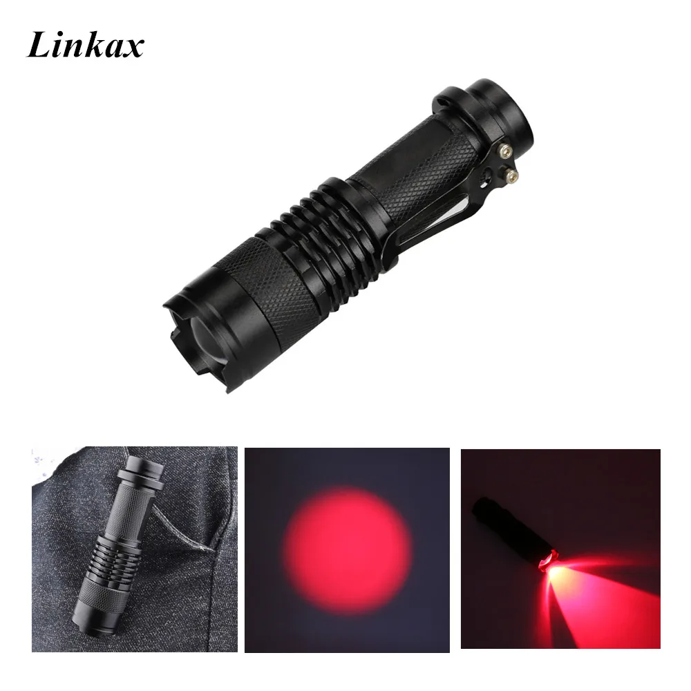 Mini Waterproof Led Tactical Flashlight 450 Lumens Zoomable Red Light ...