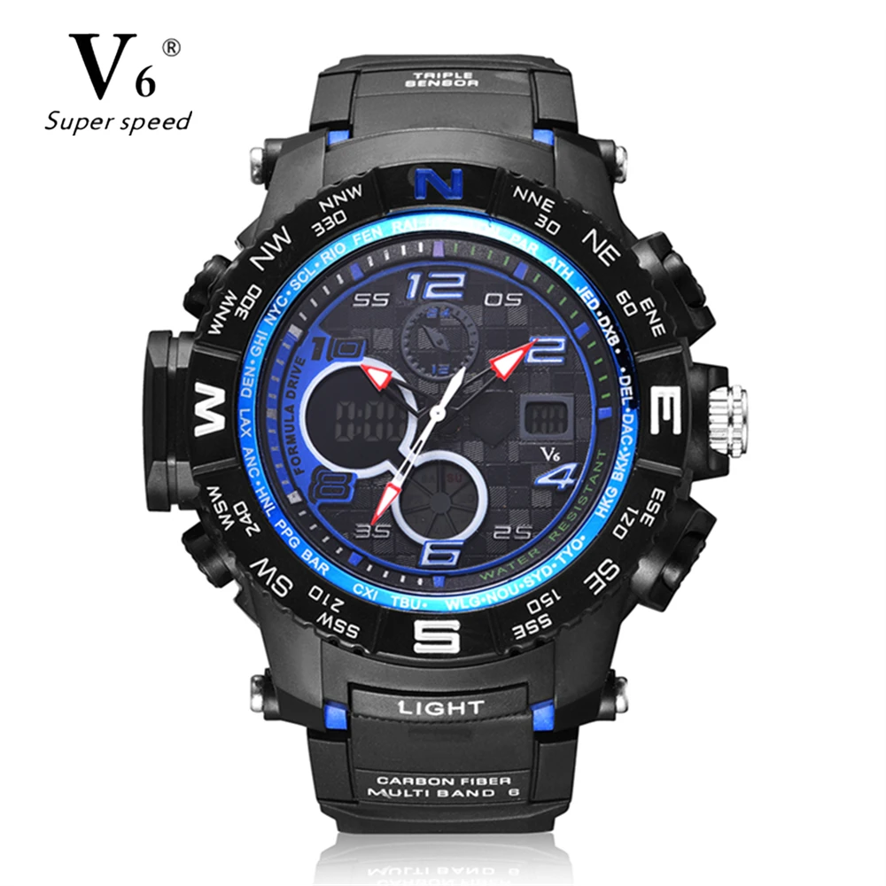 V6 Mens Watches Top luxury Style Waterproof Sport Watches Shock Digital ...