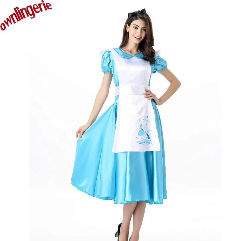Buy Alice Cosplay Long Stain Light Blue Maid Costumes