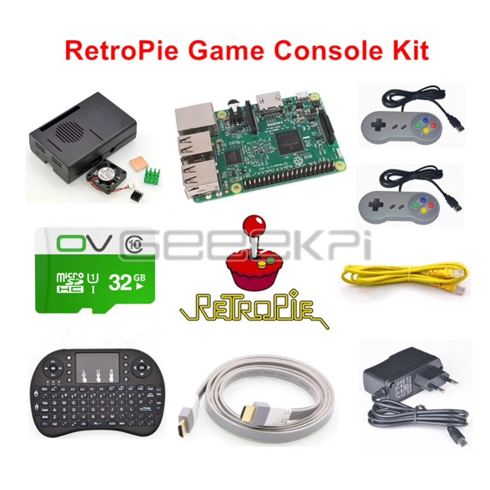 GeeekPi Raspberry Pi 3 Modell B 32 GB RetroPie Spielkonsole Kit mit 2 ...