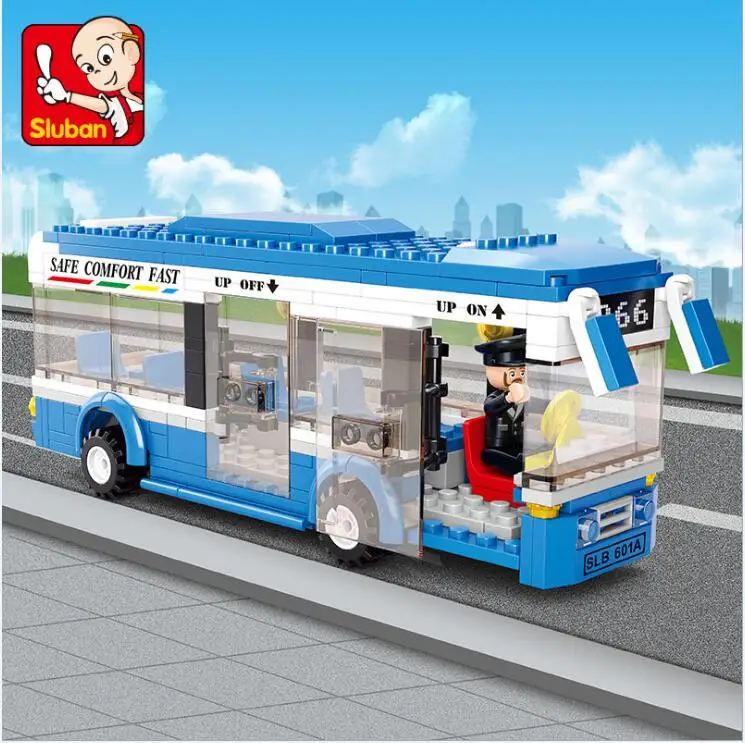 DIY City Outing Bus Assembled Monolayer Building Blocks Sets Bricks ...