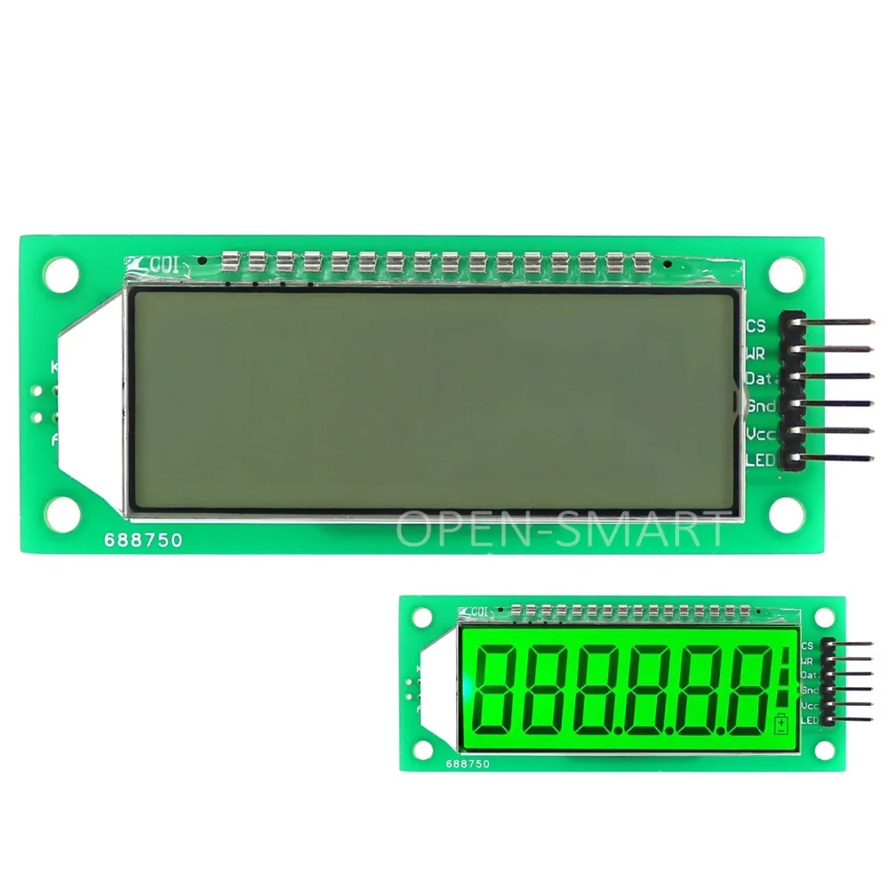 Lcd Display Module Green Backlight 24 Inch 6 Digit 7 Segment Ht1621 Lcd Driver Ic With Decimal 
