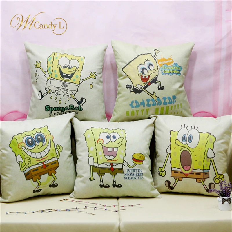 WL Candy L 5 Pattern SpongeBob Cushion Cover Cartoon Decorative Cute ...